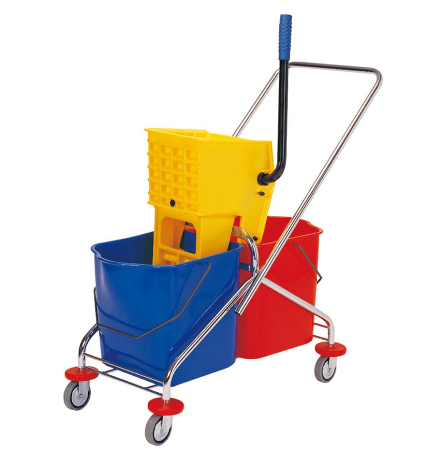 Double Bucket Mop trolley with wringer/46L Hotel Mop Trolley Bucket ...